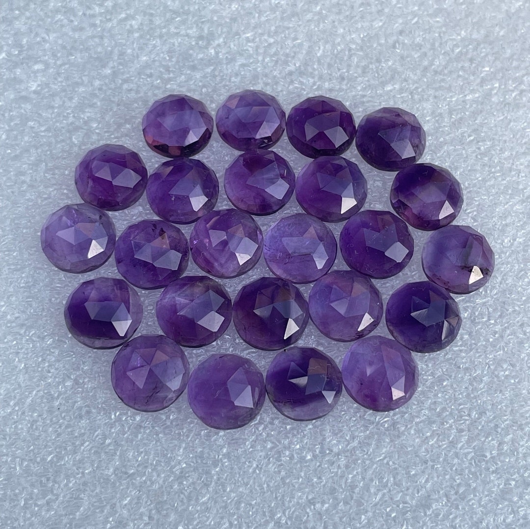 12 Pieces Lot Natural Amethyst Rose Cut Cabochon Gemstone-amethyst Rose ...