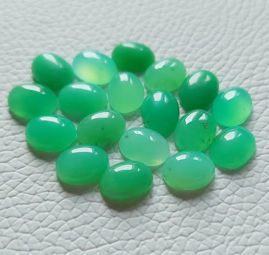 5 Pcs Lot Green Chrysoprase Gemstone-natural Chrysoprase Smooth Oval ...