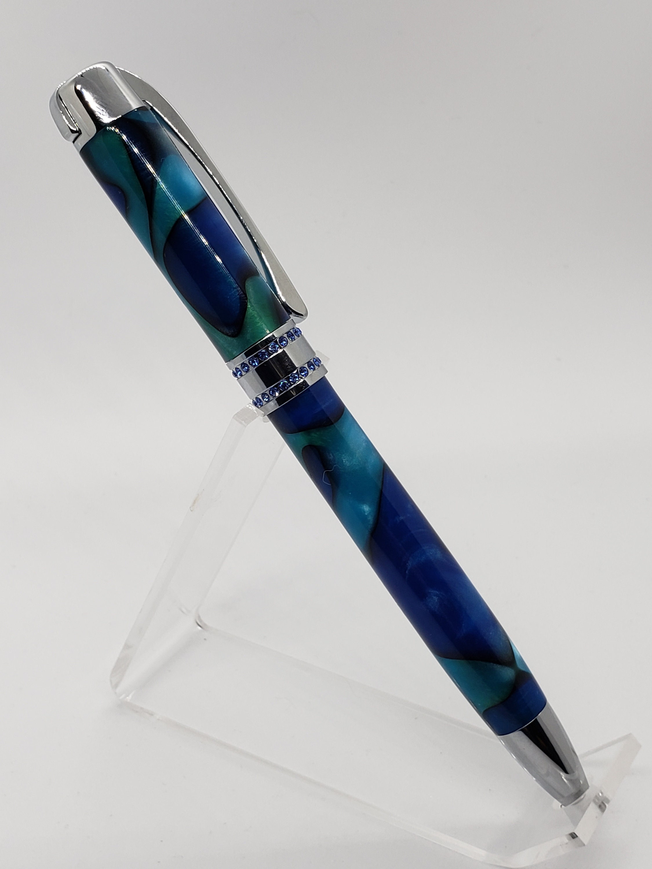 Stunning Handmade Princess Pen With 50 Swarovski Crystals, Blue ...