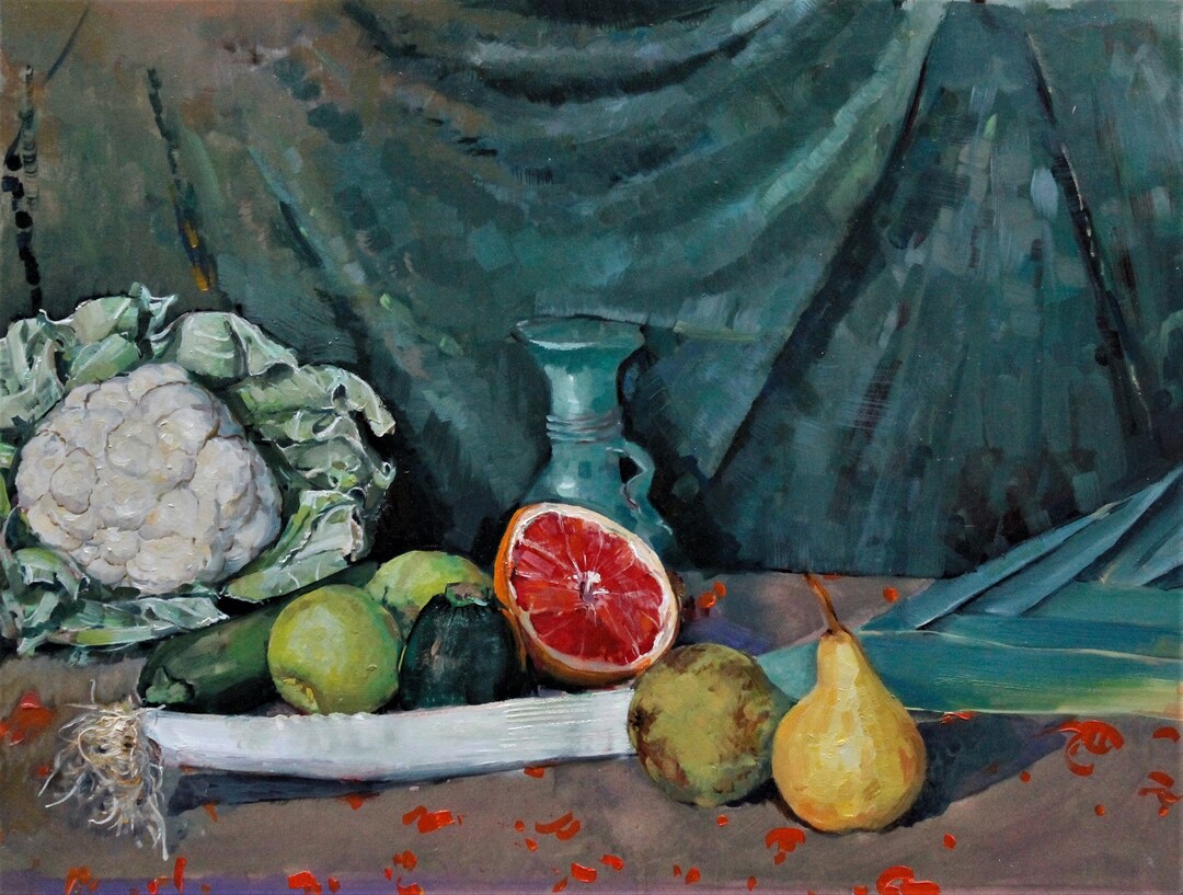 Original Oil Painting Still Life Colorful Nature in Motion Watching the ...