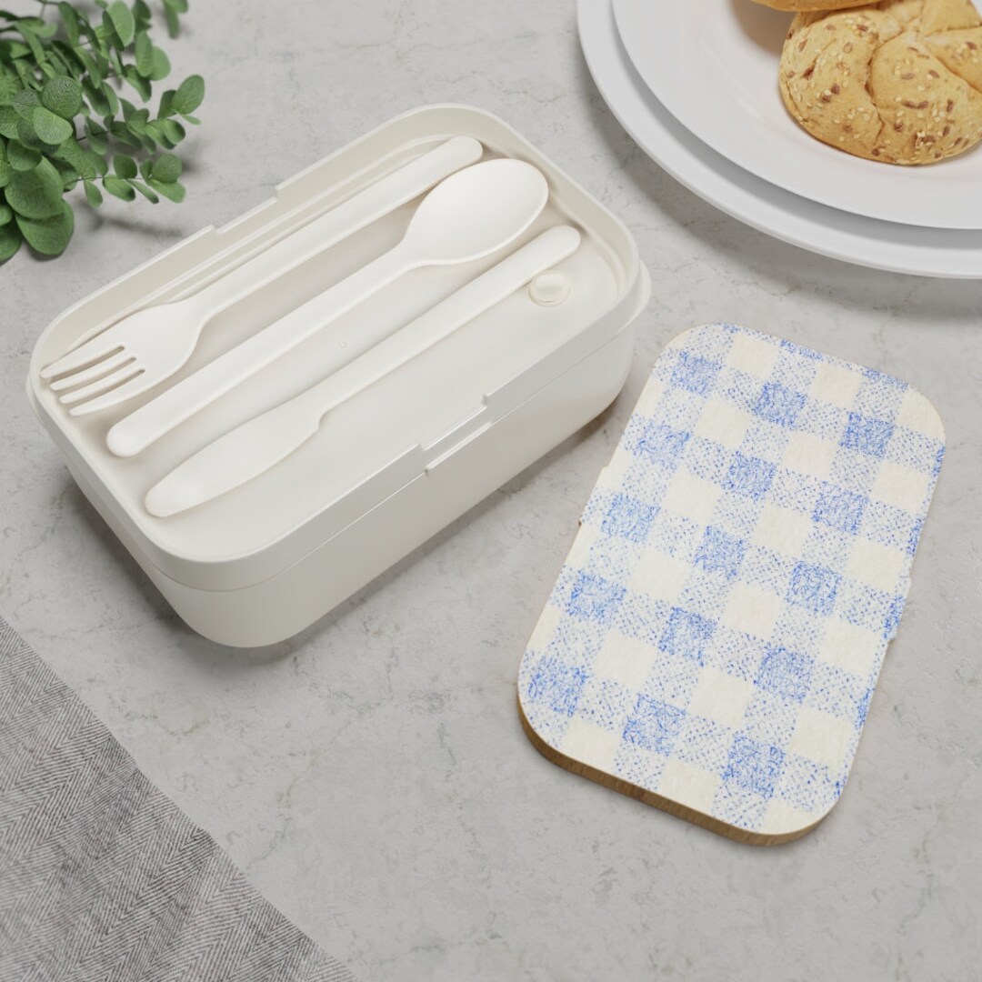 Blaue Gingham Bento Box, Bento Box für Kinder, Kid Bento Box, Bento Box ...