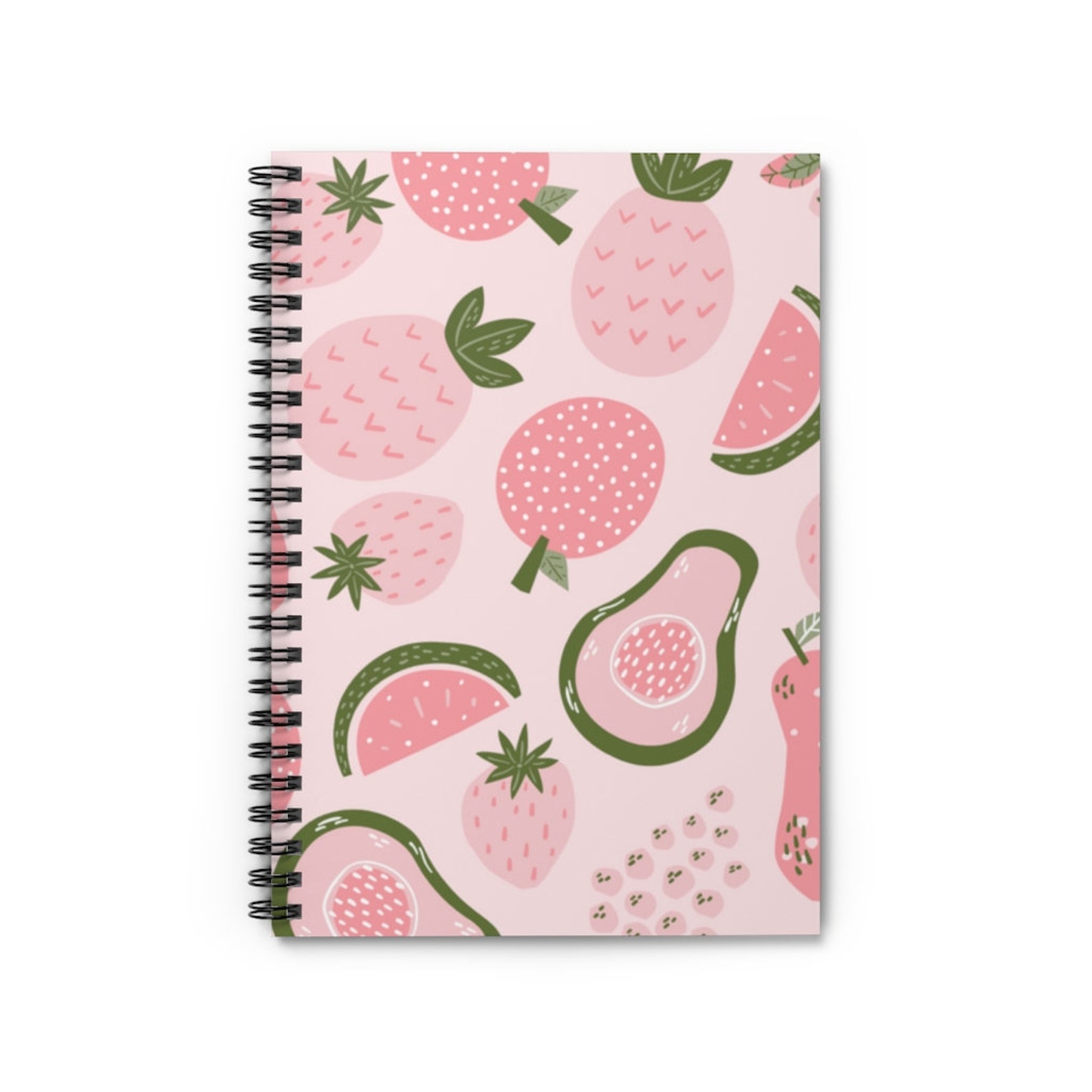 Pink Fruit Notebook Ruled Lined Spiral, Journal for Teens, Notebook ...