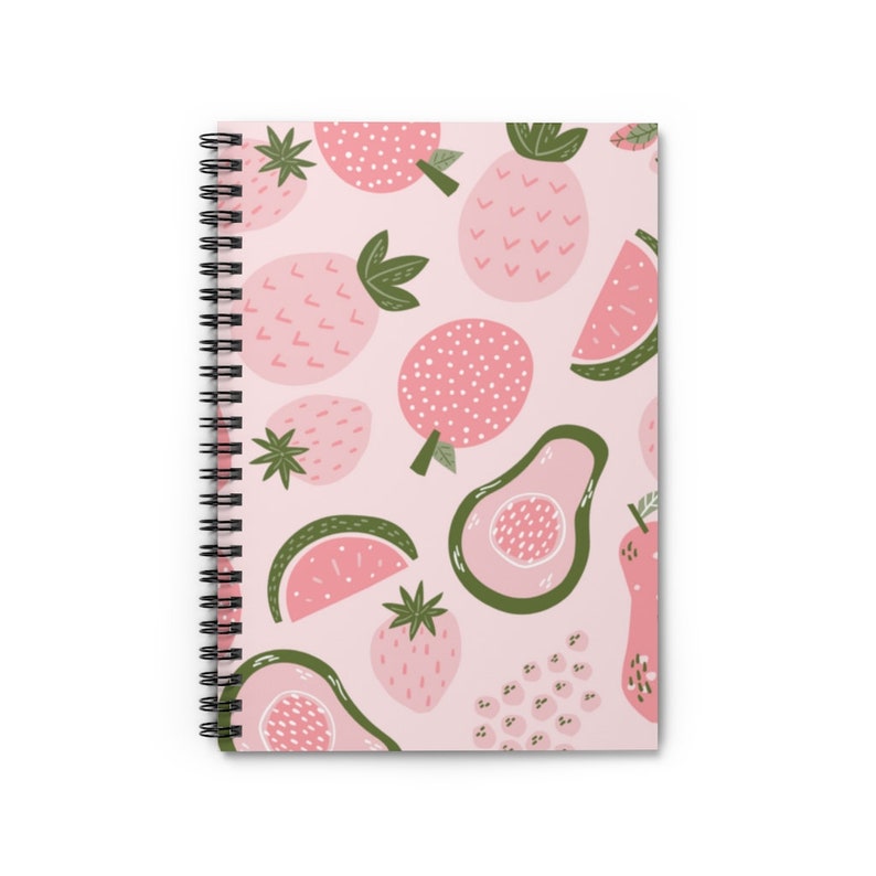 Pink Fruit Notebook Ruled Lined Spiral, Journal for Teens, Notebook ...