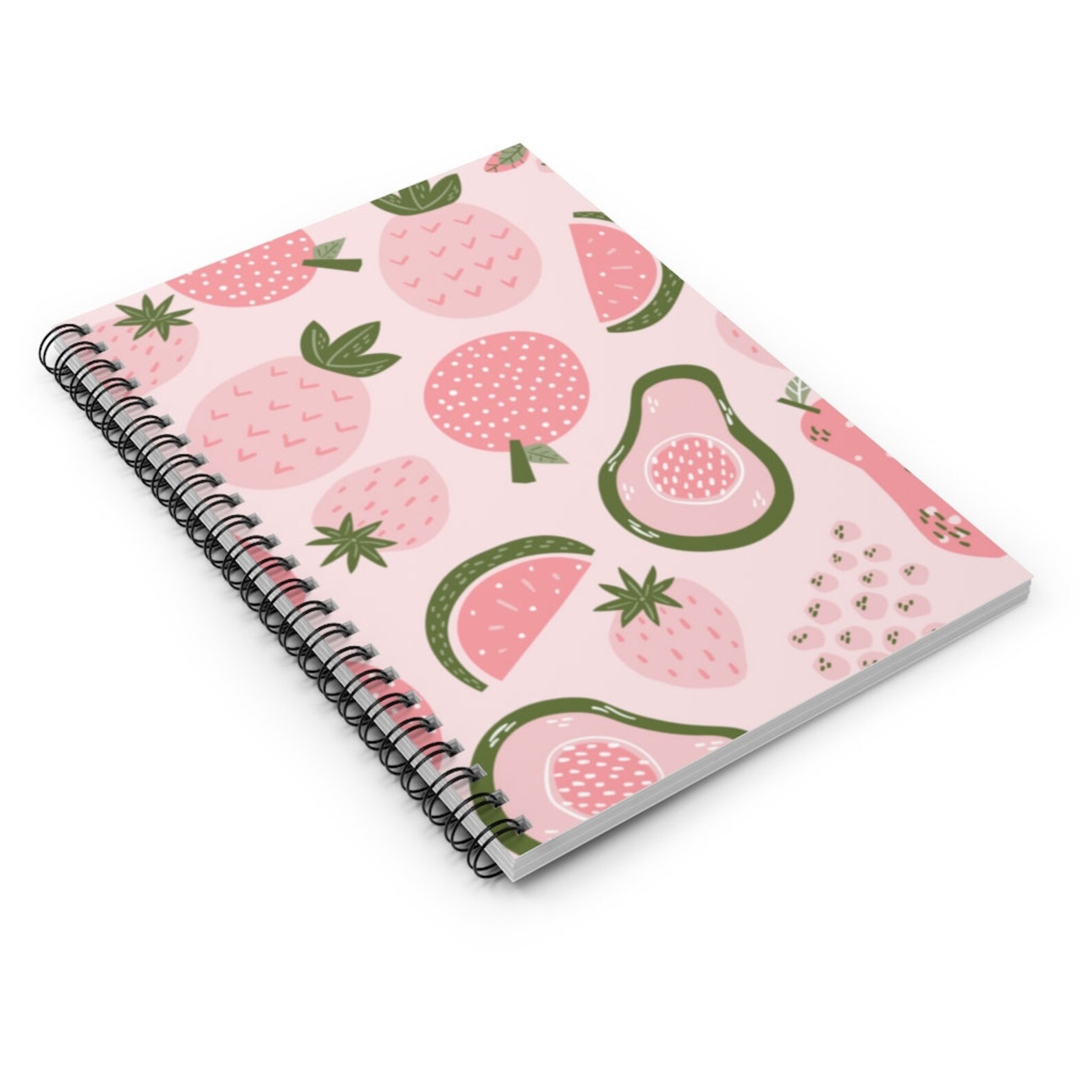 Pink Fruit Notebook Ruled Lined Spiral, Journal for Teens, Notebook ...