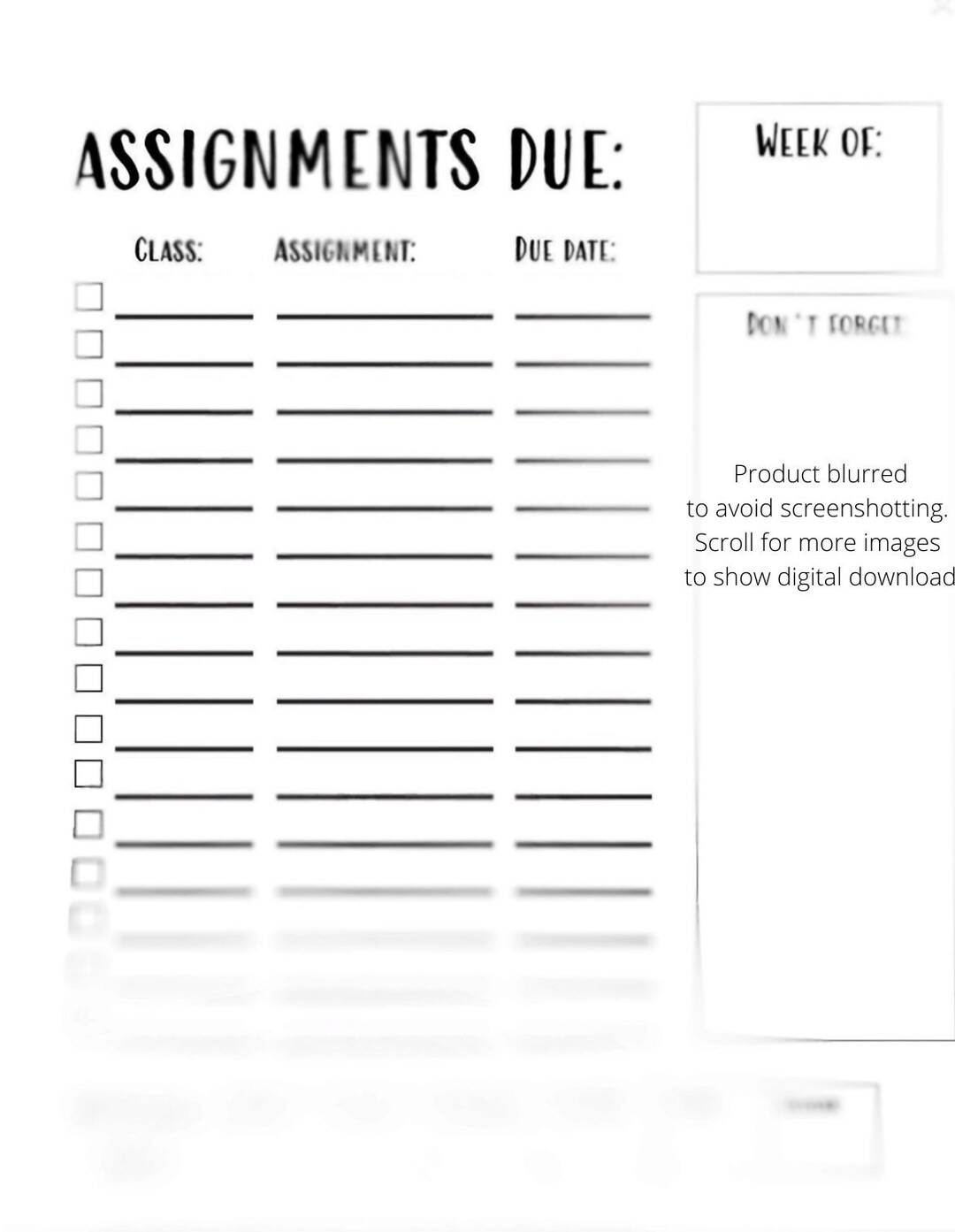 Weekly Assignment, School Organization, Digital School Planner, Digital ...
