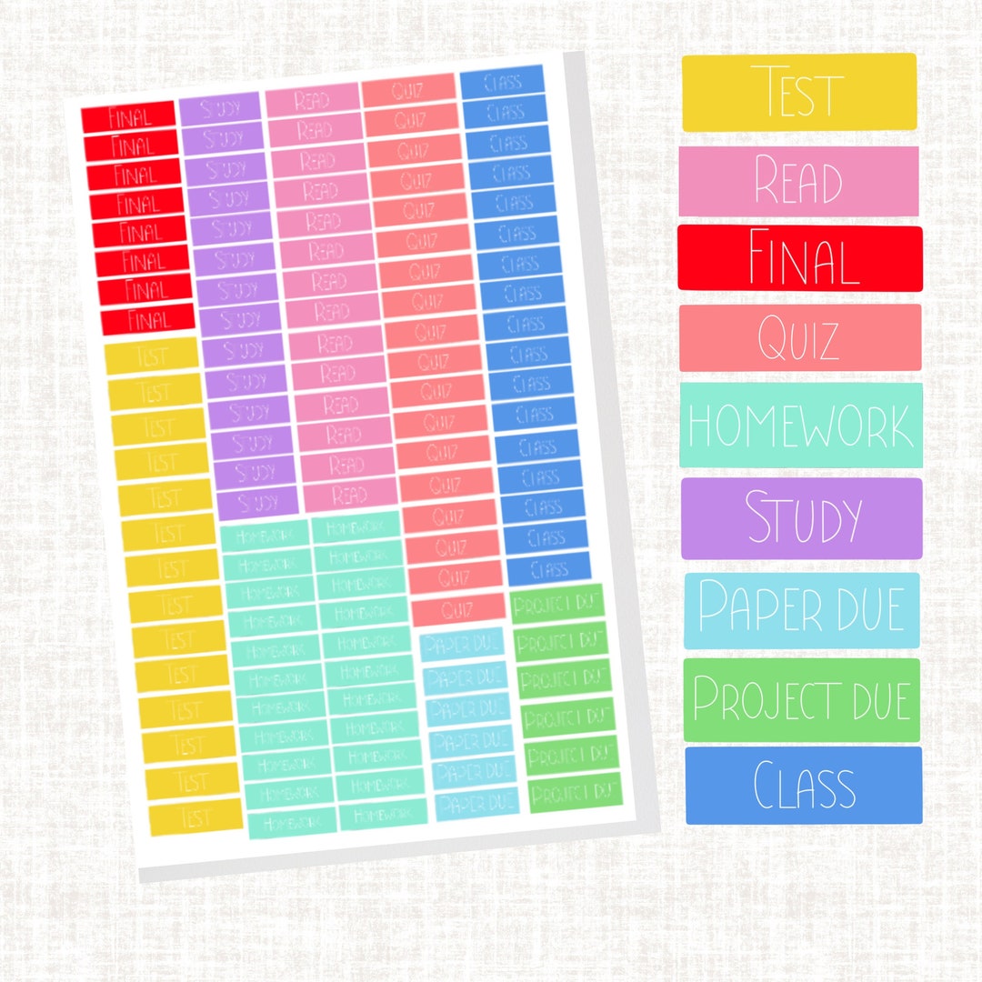 Class Planner Stickers, Reminder Planner Stickers, Functional Planner ...