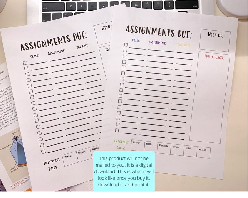 Weekly Assignment, School Organization, Digital School Planner, Digital ...