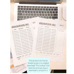 Weekly Assignment, School Organization, Digital School Planner, Digital ...