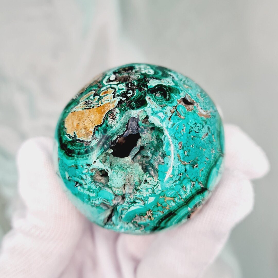 Malachite Sphere Geode 56 Mm Malachite Crystal Energy Healing. - Etsy