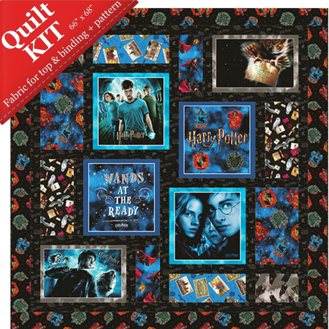 Harry Potter QUILT KIT "wands at the Ready" | All Fabric for Quilt Top ...