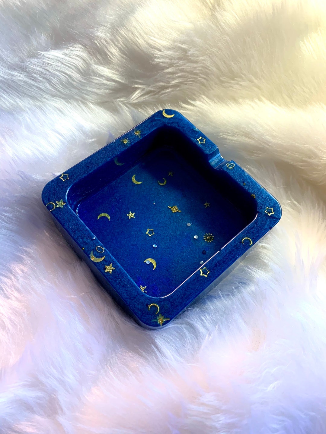 Whimsigoth Shimmer Starry Night Sun and Moon Resin Ash Tray/trinket ...