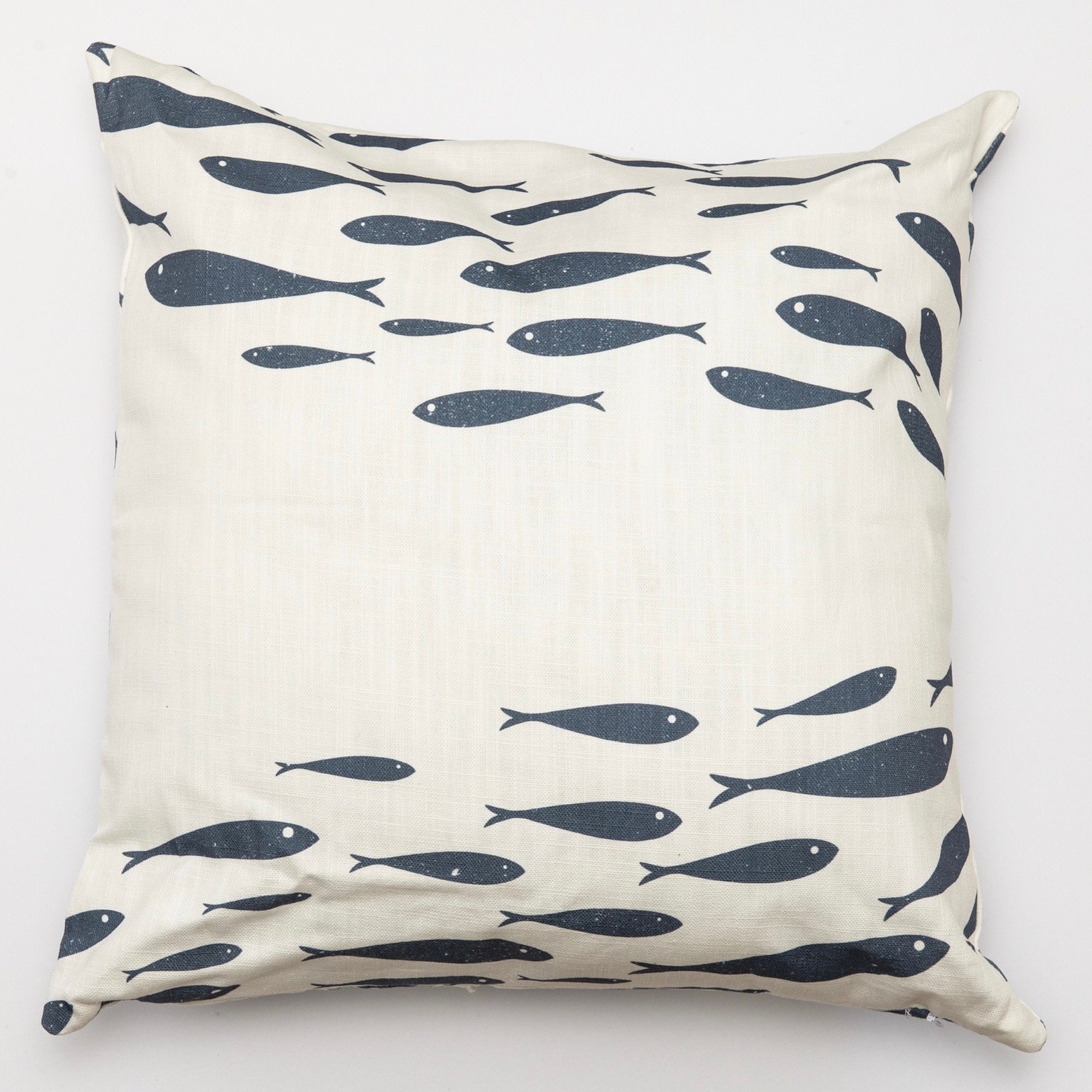 White Swimming Fish Square Cushion - Etsy