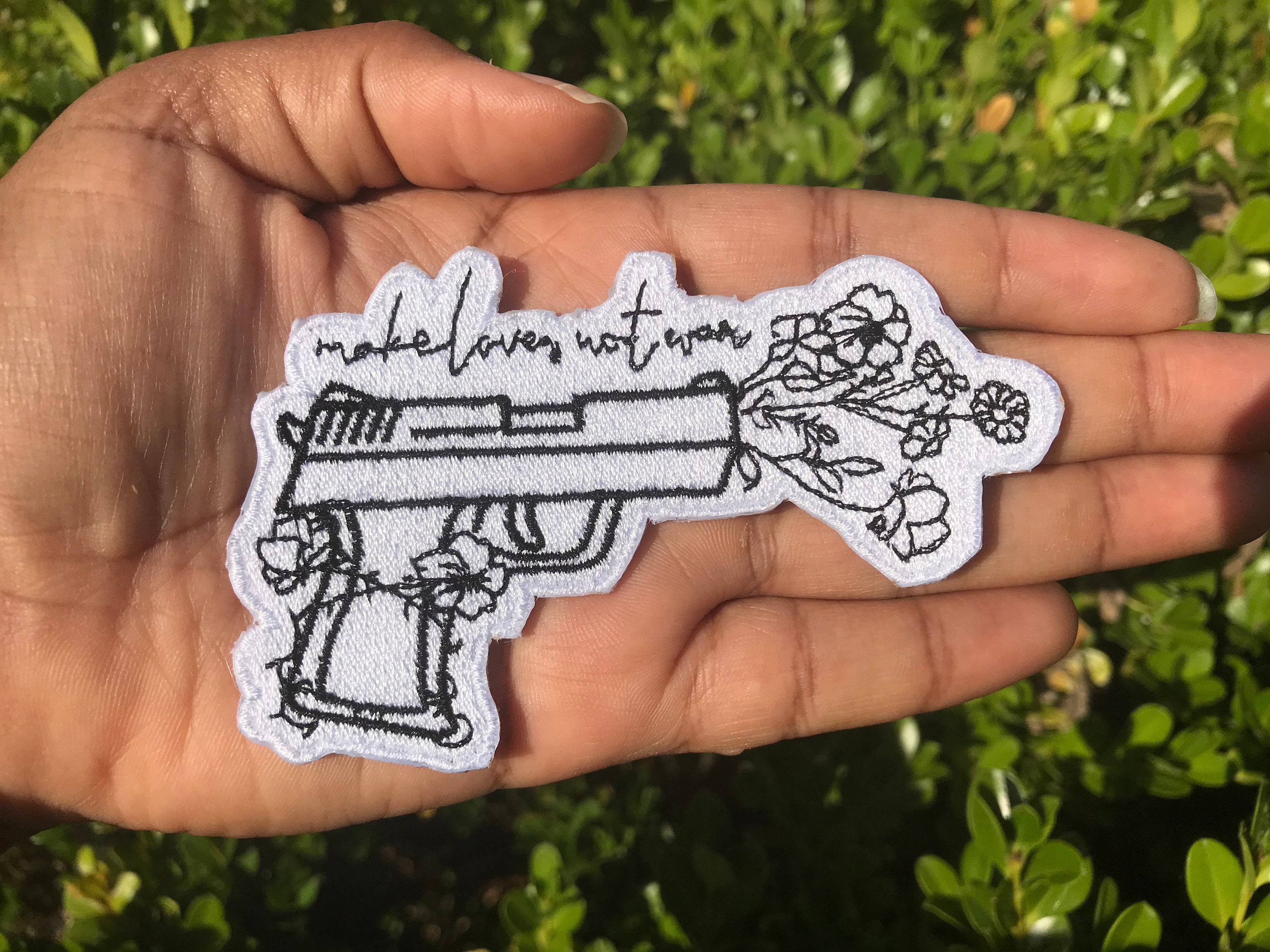 Flower gun...make love not war patch | Etsy