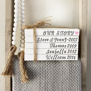 Our Story Book Stack/farmhouse Custom Book Stack Decor/wedding Date ...