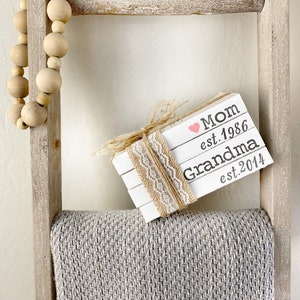 Mothers Day Book Stack Decor, Gifted Mom Ideas, Custom Name Book Stack ...