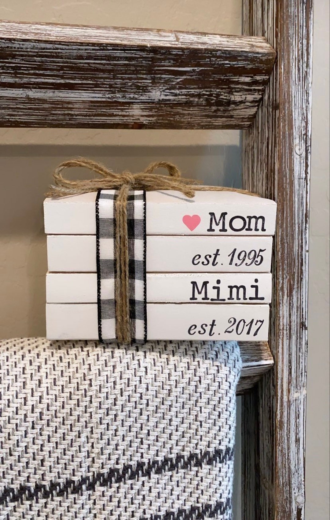 Mothers Day Book Stack Decor, Mom and Mimi Book Stack, Mother's Day ...