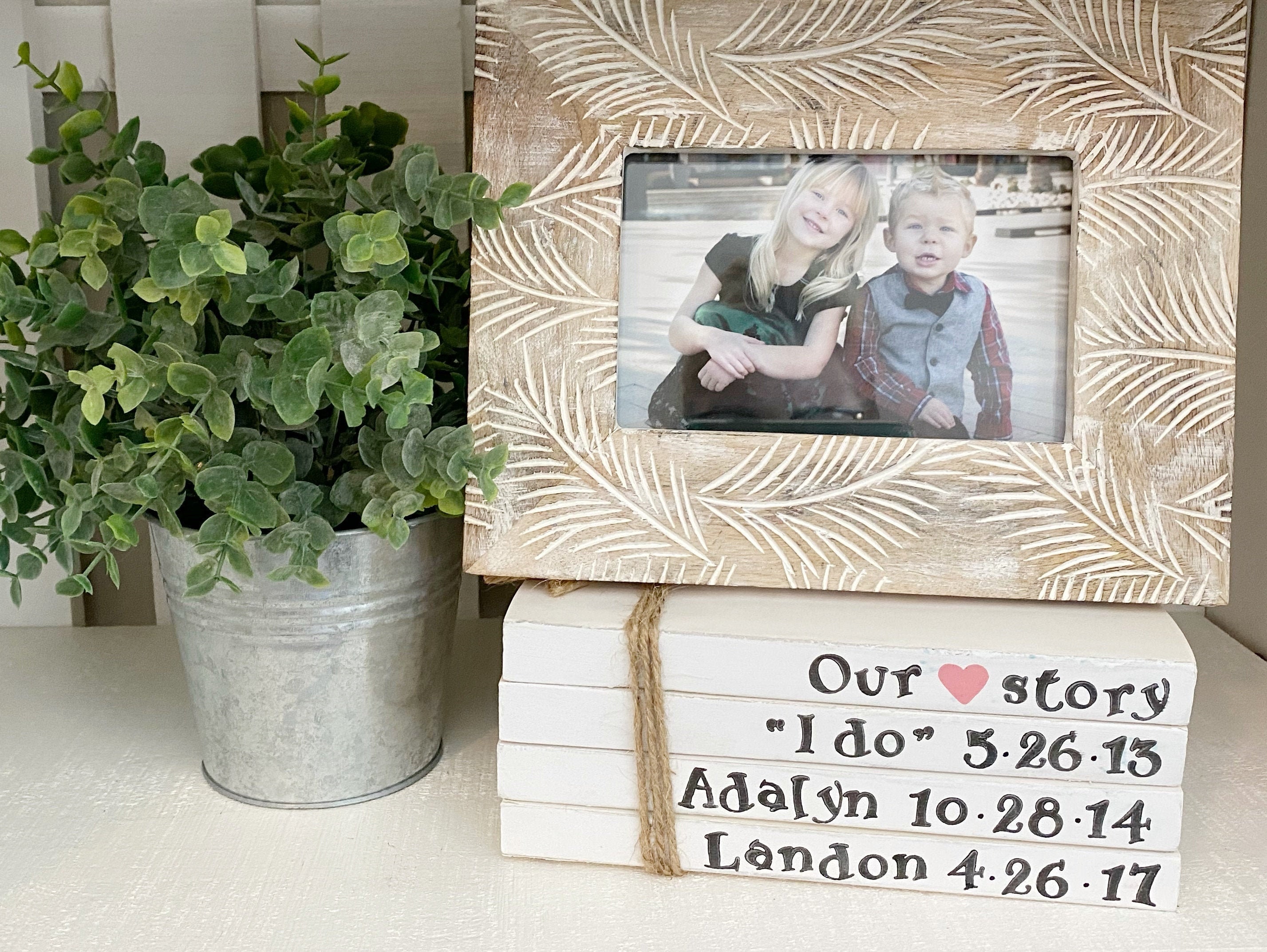 Our Love Story Book Stack/ Farmhouse Book Stacks/ Custom | Etsy