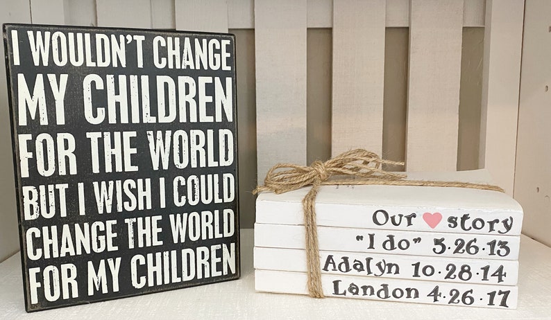 Our Love Story Book Stack/ Farmhouse Book Stacks/ Custom | Etsy