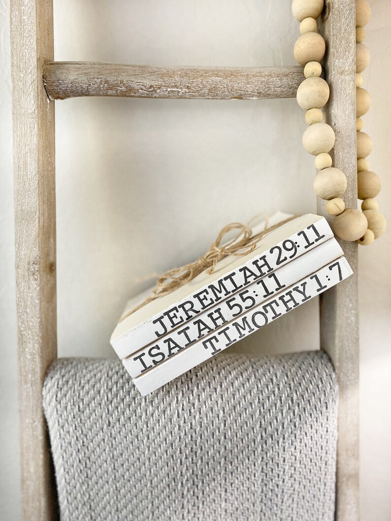 Bible Verse Stacked Book Decor/farmhouse Book Stack - Etsy