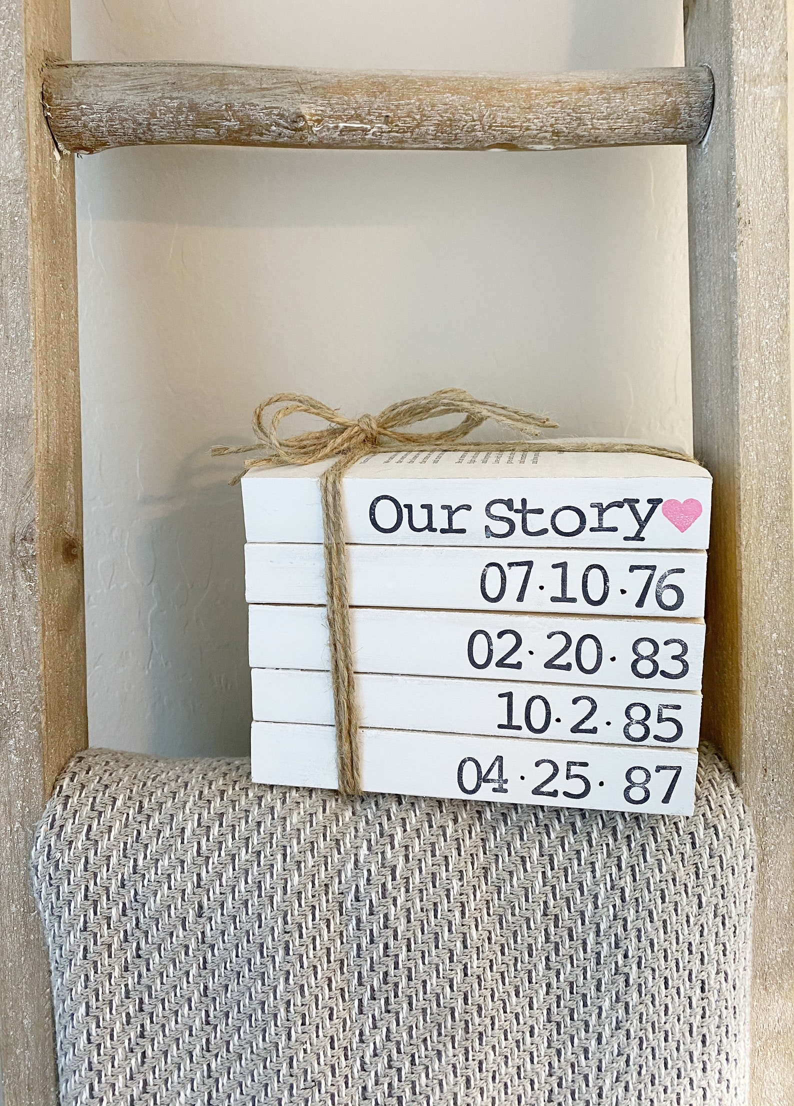Our Story Book Stack/farmhouse Custom Book Stack Decor/wedding - Etsy