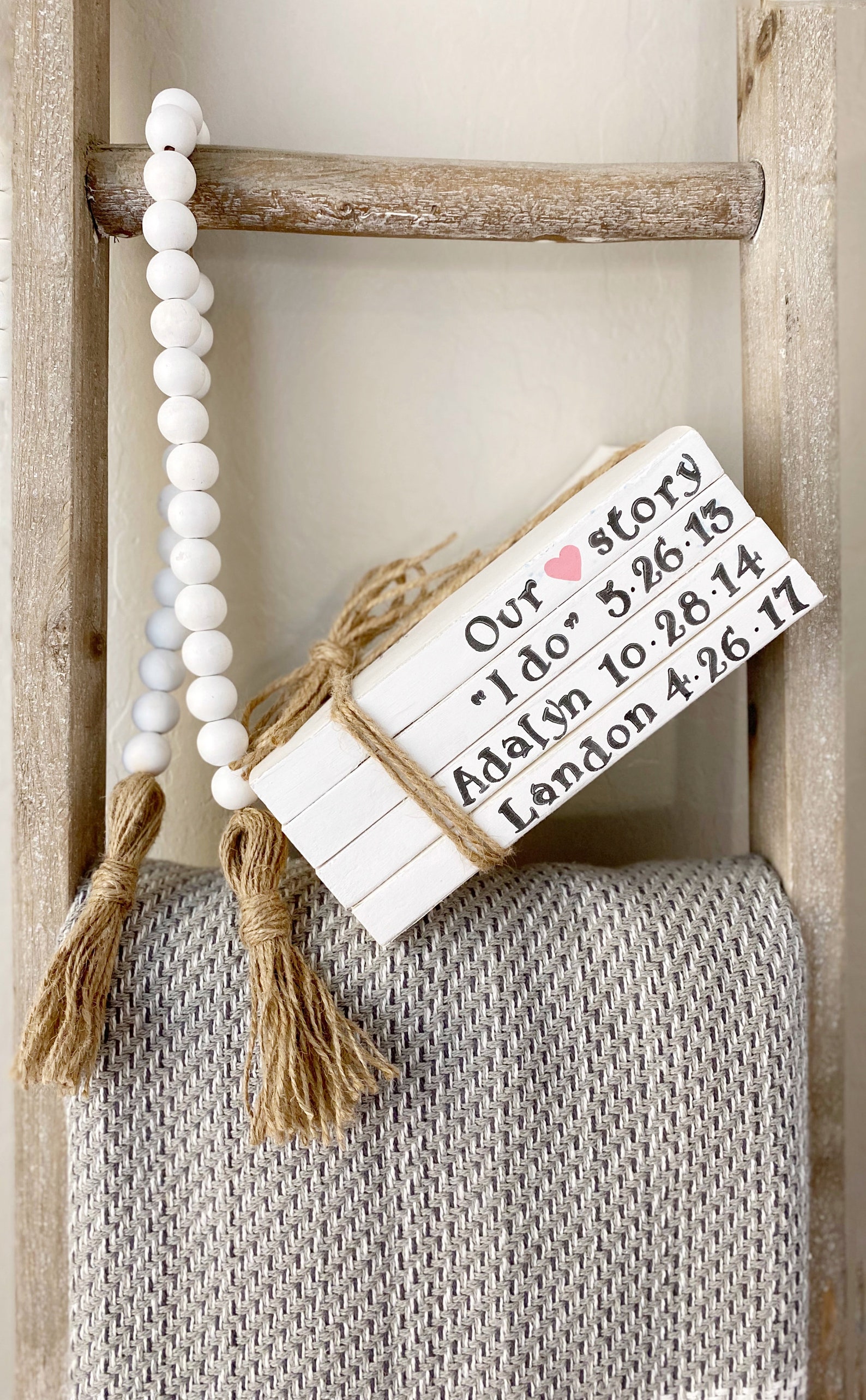 Our Love Story Book Stack/ Farmhouse Book Stacks/ Custom | Etsy