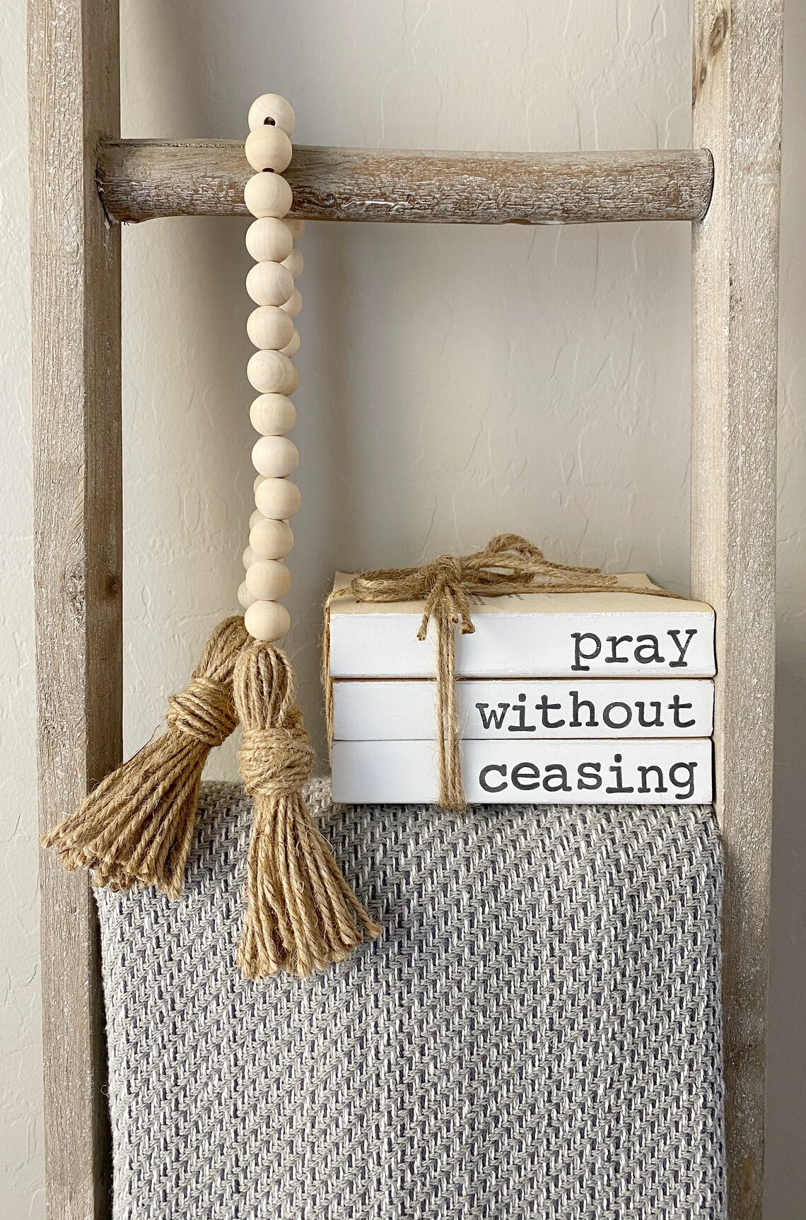 Bible verse stacked book decor/Farmhouse book stack | Etsy