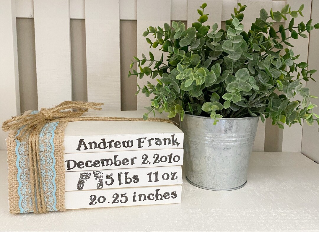 Baby Boy Stacked Books, Its a BOY Custom Book Stack, Farmhouse Nursery ...