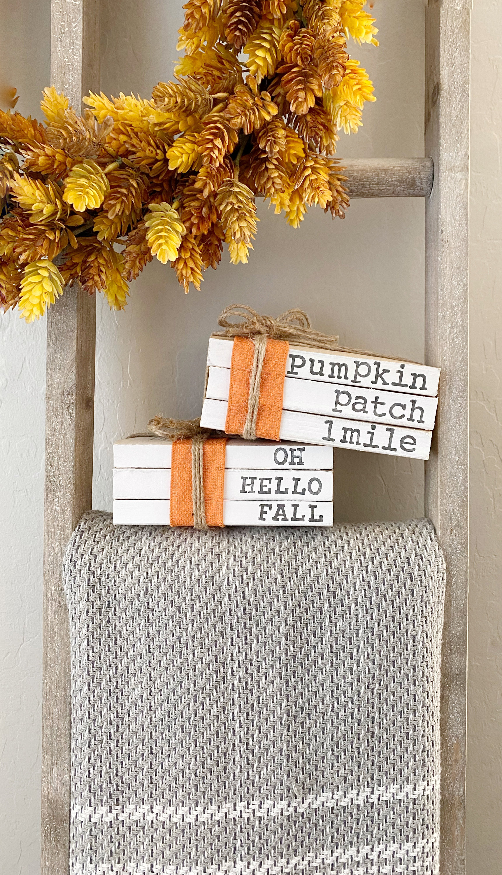 Fall book stack/ Fall decor/ Autumn home decor/ Book shelf | Etsy