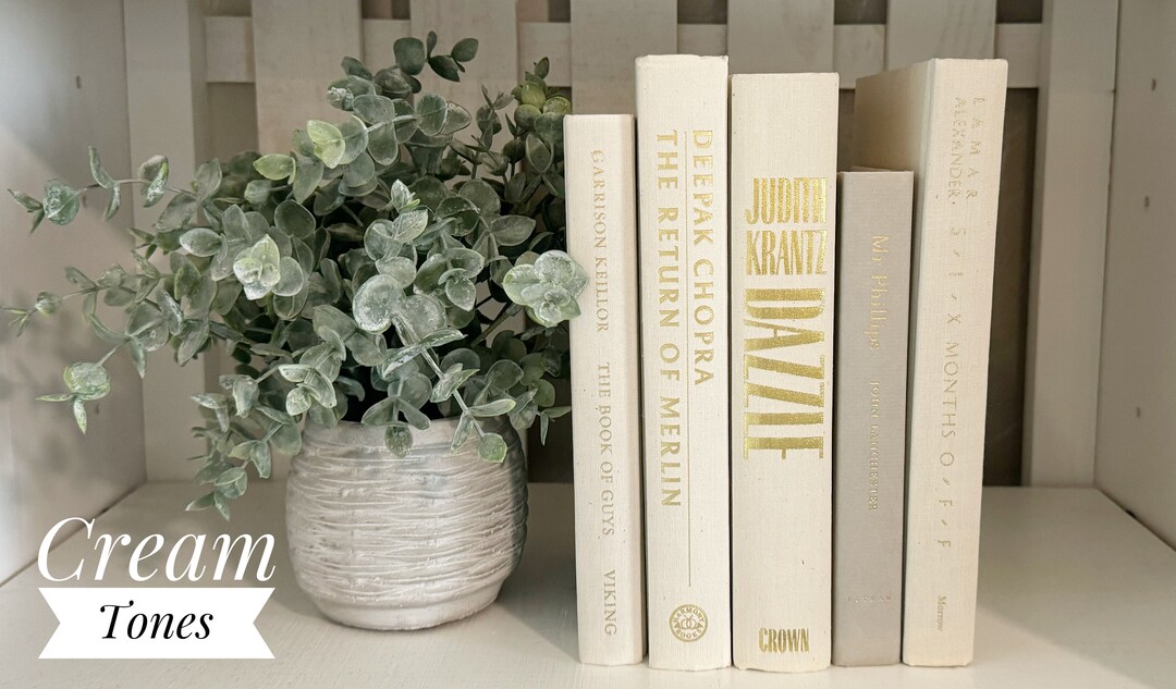 Neutral Cream Color Staging Books, Hardcover Book Decor, Shelf Decor ...