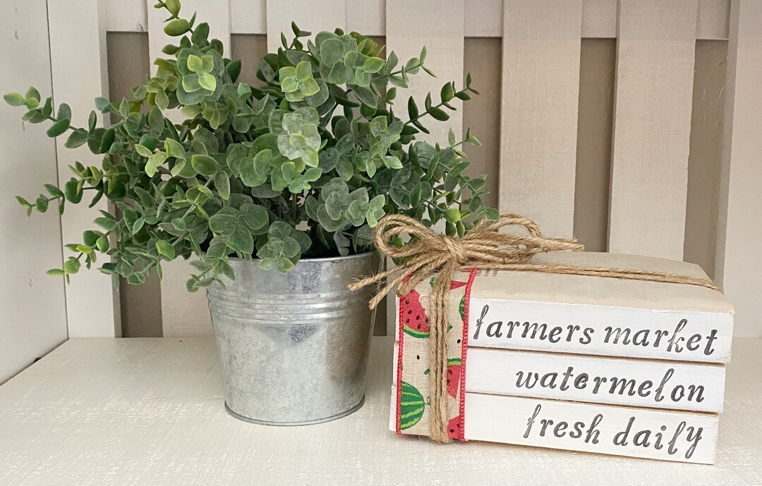 Watermelon Book Stack Decor, Summer Farmhouse Decor, Summer Books ...