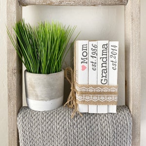 Mothers Day Book Stack Decor, Gifted Mom Ideas, Custom Name Book Stack ...