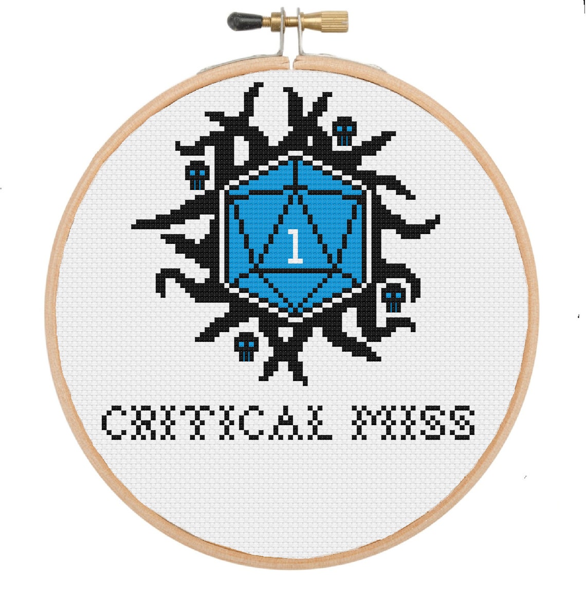 Dnd D20 Critical Hit and Miss Cross Stitch Pattern - Etsy