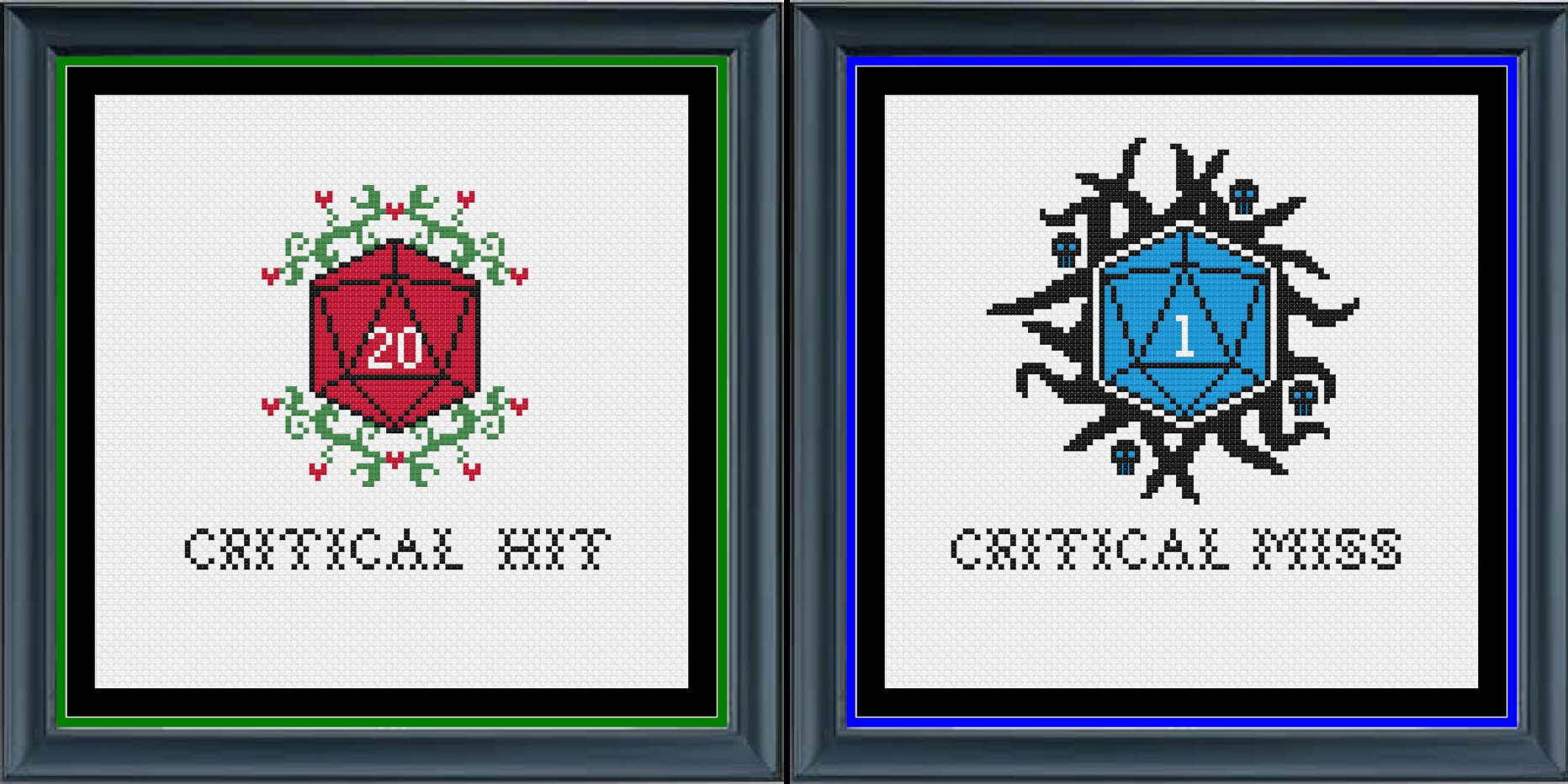 Dnd D20 Critical Hit and Miss Cross Stitch Pattern - Etsy