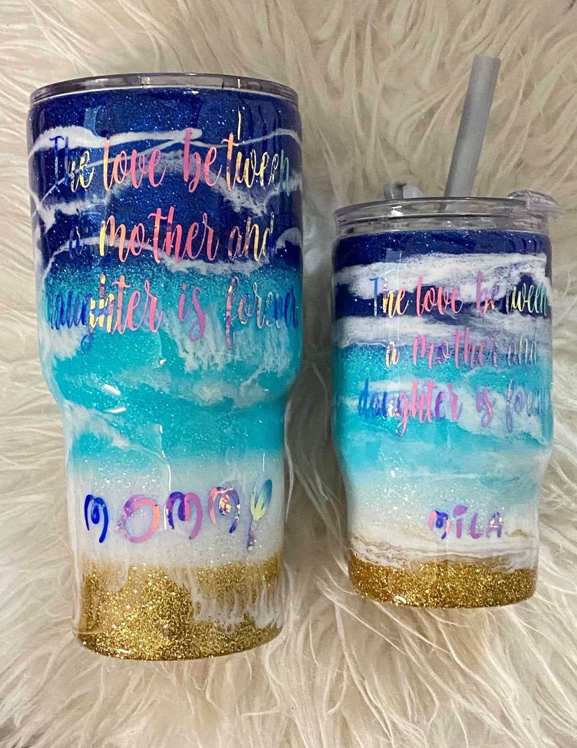 Moana Inspired Mommy And Me Epoxy Tumbler Set Glitter Etsy