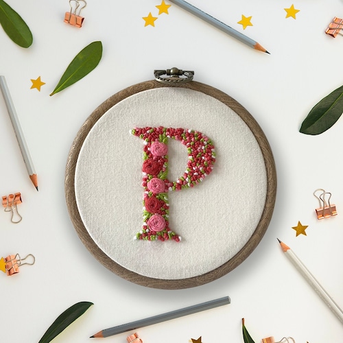 Make Your Own Embroidered Floral Initial Kit Hand - Etsy UK
