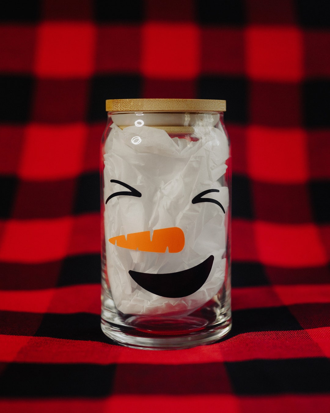 Smiley Face Snowman Face Beer Can Glass | Iced Coffee Glass | Christmas ...
