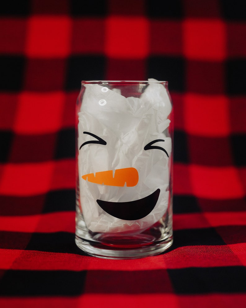 Smiley Face Snowman Face Beer Can Glass Iced Coffee Glass - Etsy