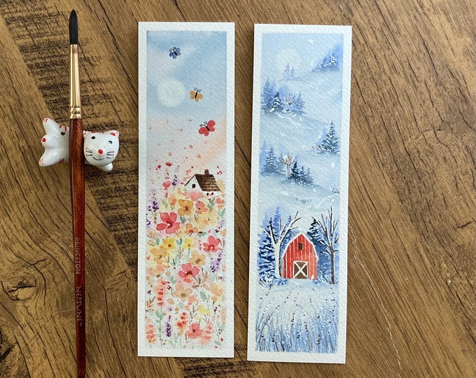 Watercolor Landscape Bookmarks, Set of 2, 2x7 Original Water Color ...