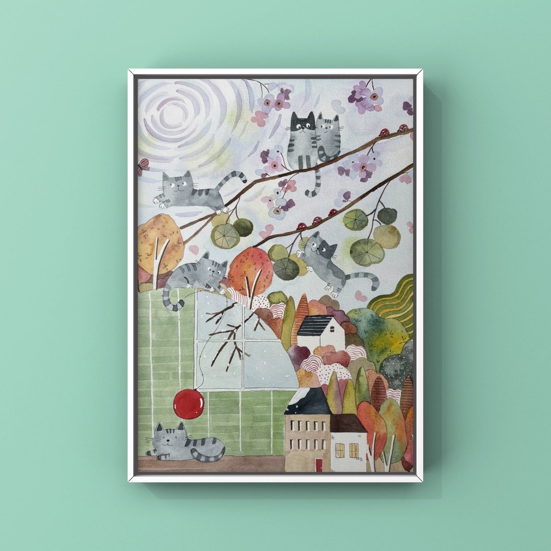 Original Hand-painted Watercolor Art, Not a Print, 9.4x11.8, Colorful ...