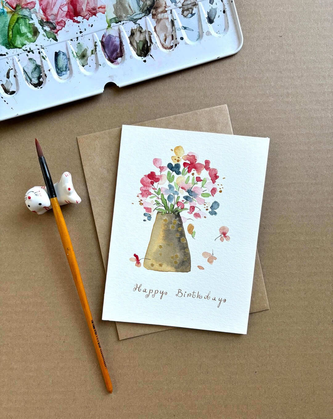 Watercolor Greeting Card, Original Watercolor Card,handmade Card With ...