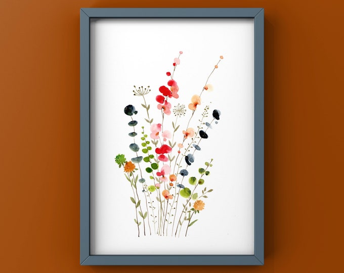 Original Hand Painted Watercolor Art, Flower Garden,not a Print, 9"x12 ...