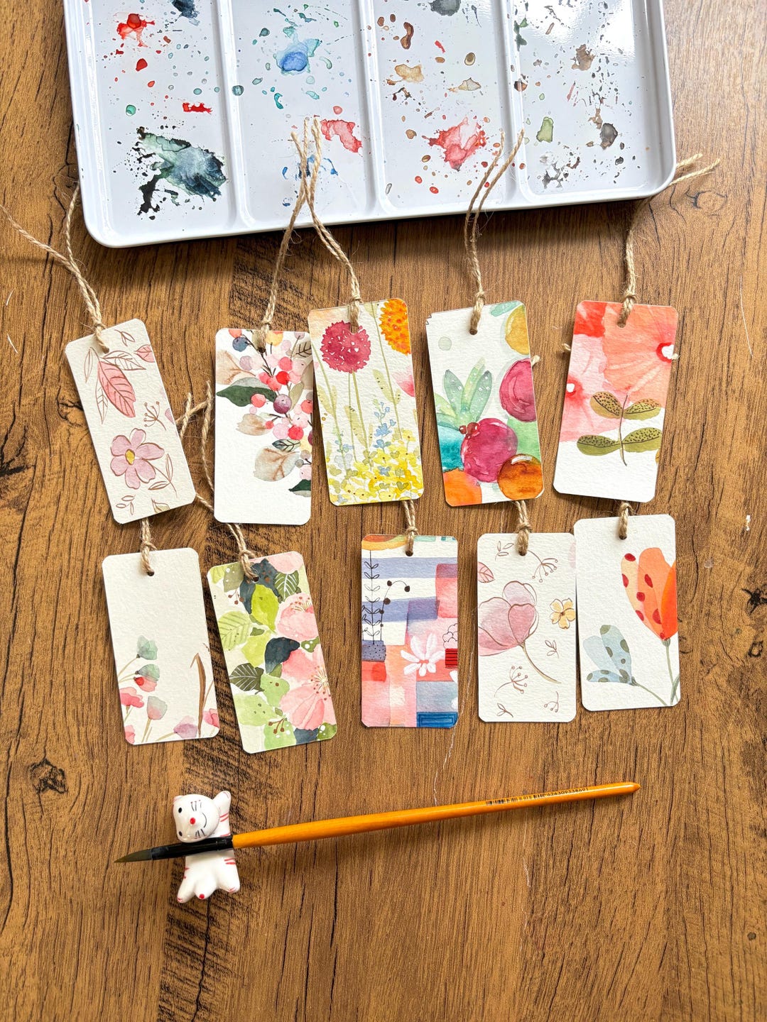 Assorted Cat Gift Tags, Watercolor Gift Tags, Original Watercolor, Set of 10, Size 1.5x 3 ...