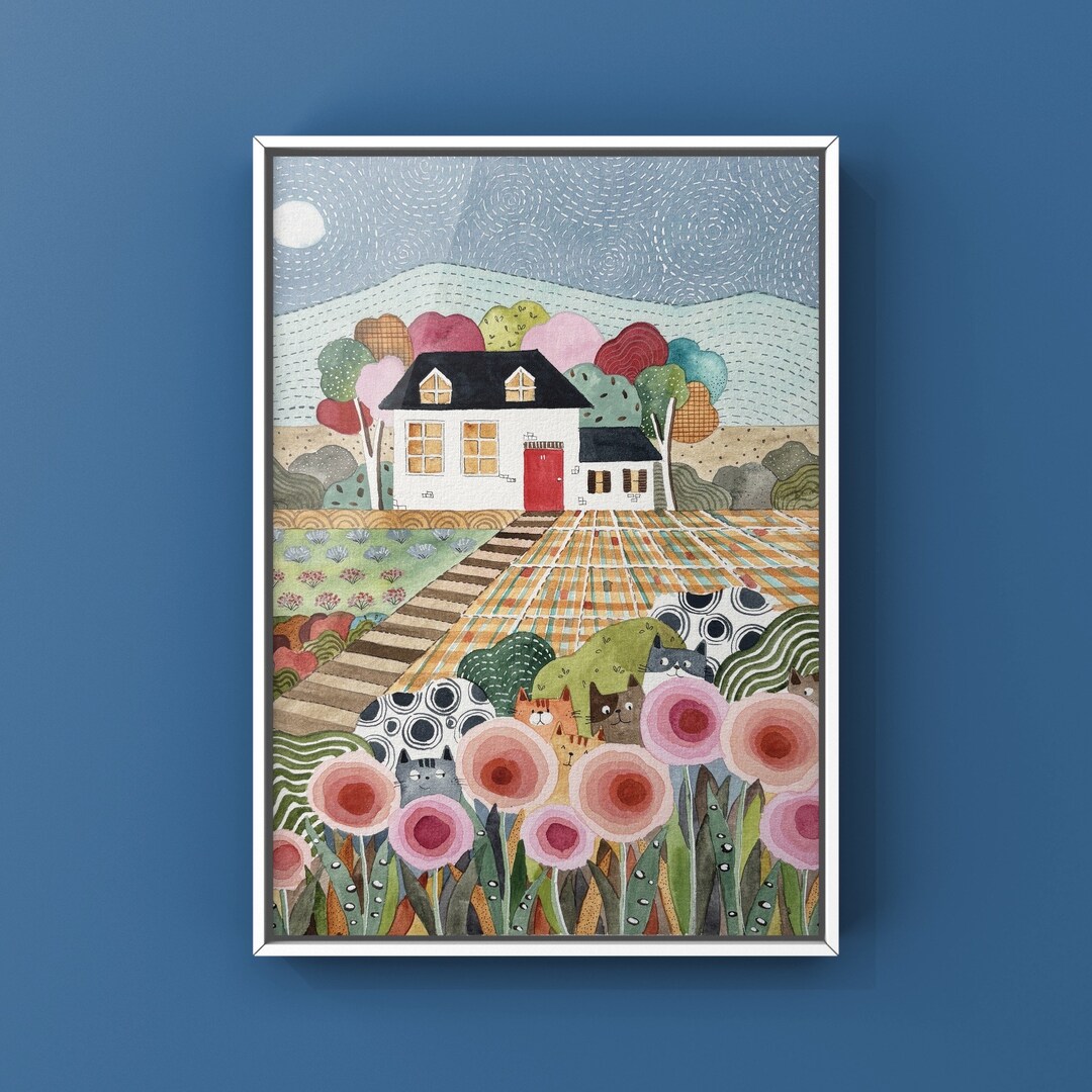 Original Hand-painted Watercolor Art, Not a Print, 9.4x11.8, Colorful ...