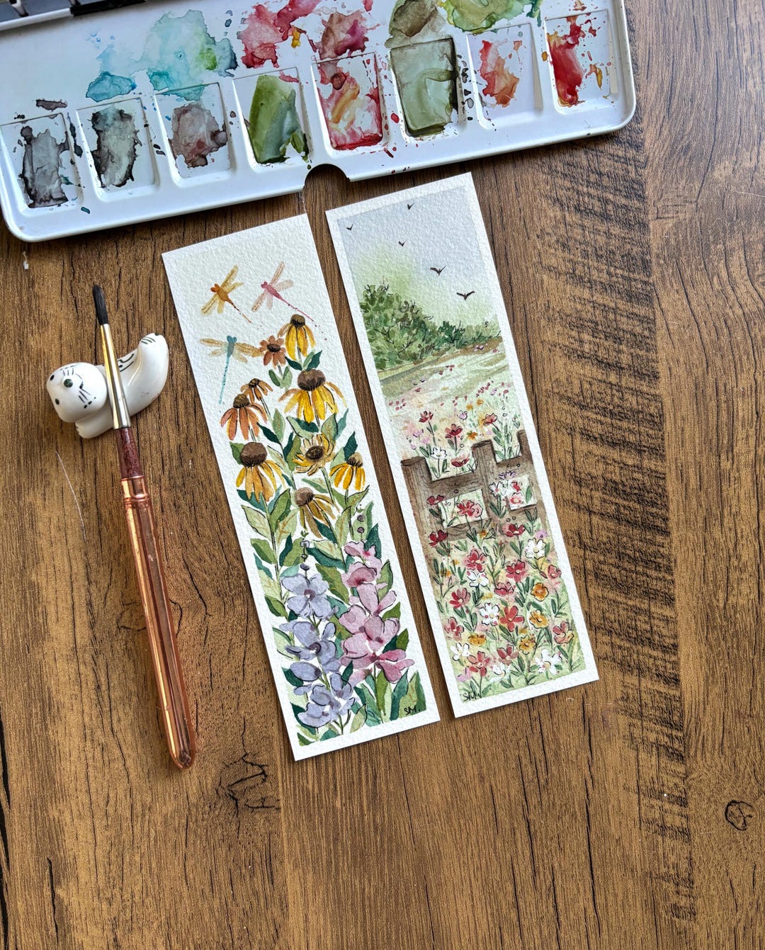 Bookmarks, Set of 2, 2x7, Original Hand-painted Watercolor, Botanical ...