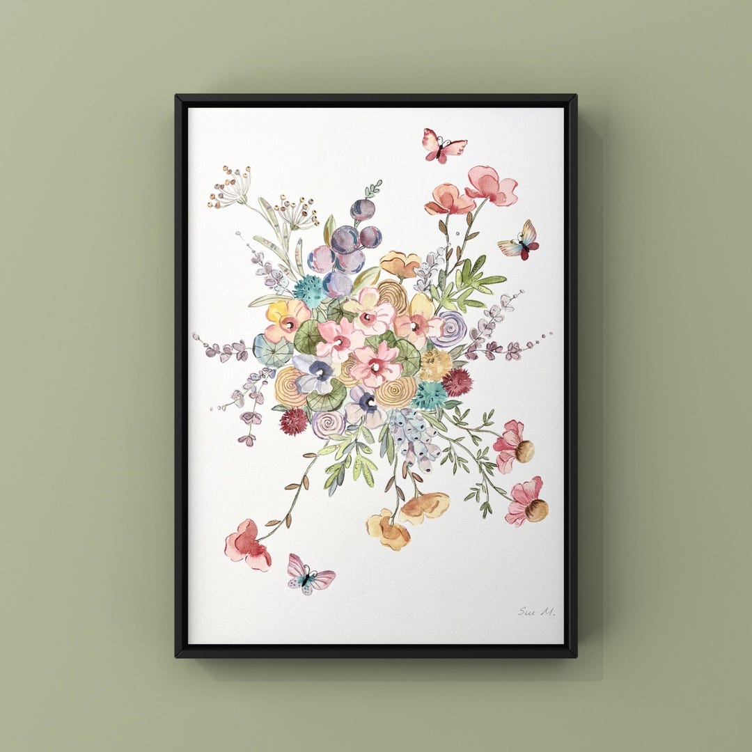 Original Hand-painted Watercolor Art, Not a Print, 9.4x11.8", Colorful ...