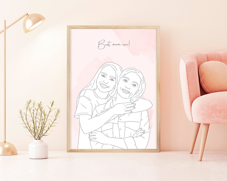 Custom Line Drawing Family Portrait Couple Line Art Portrait - Etsy