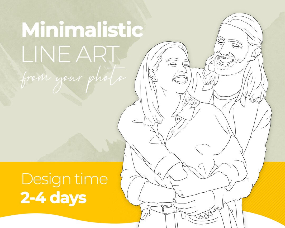 Custom Line Drawing Family Portrait | Couple Line Art Portrait for ...