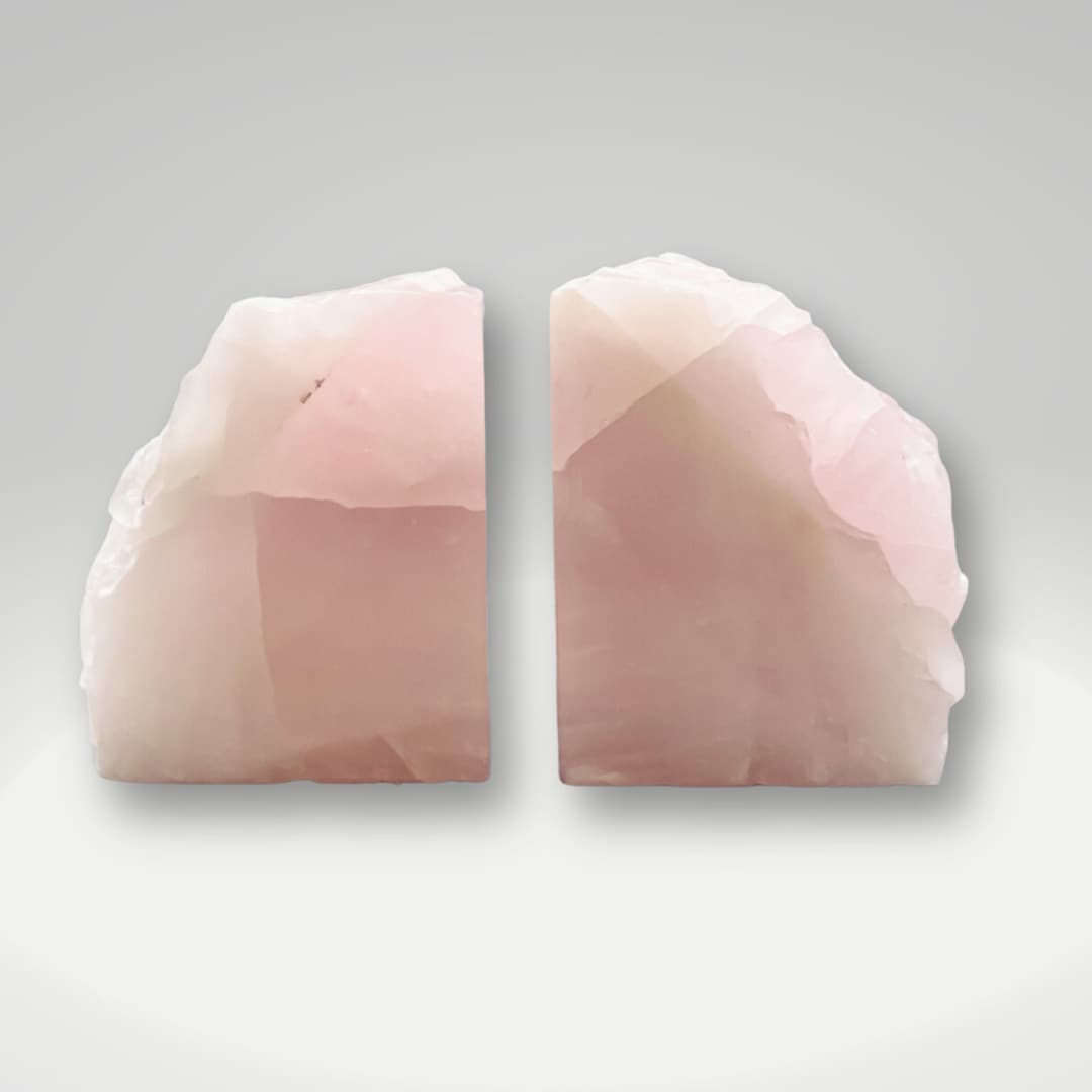 Rose Quartz Bookends Pink Crystal Book End With Natural Markings of ...