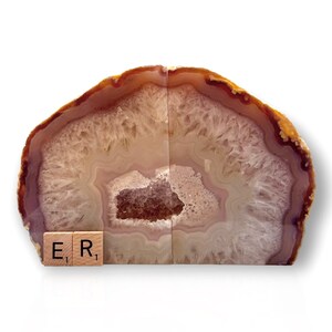 Crystal Bookends W/ Geode Center, Natural Agate Stone, Organic Home ...