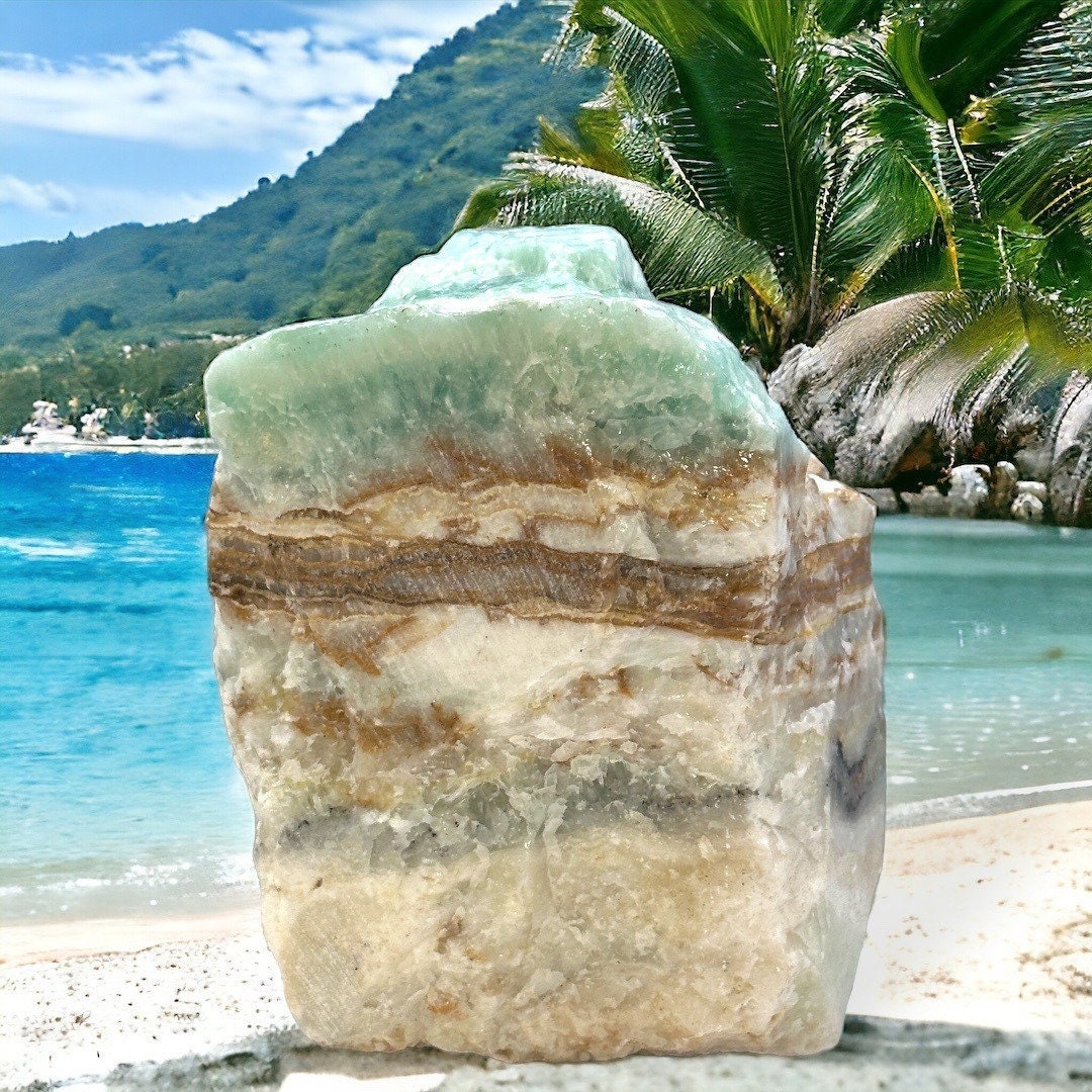 Large Caribbean Calcite, Rough Crystal Freeform, Pistachio Calcite, Raw ...